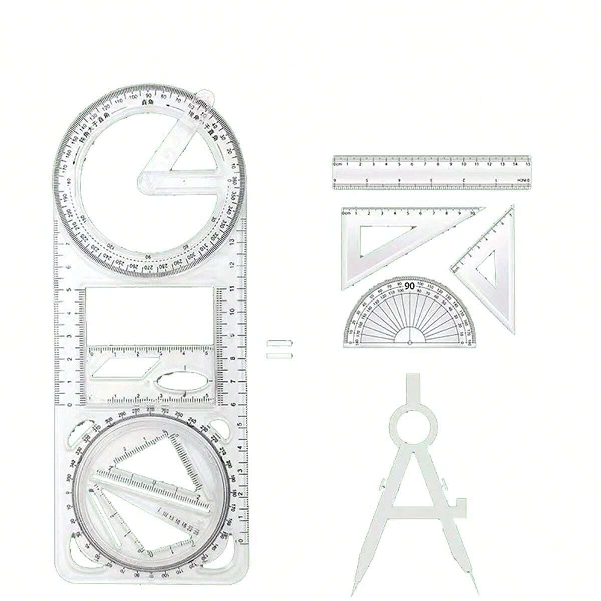 1pc Multi-Function Math Geometry Ruler, Rotating Protractor, Drafting ...