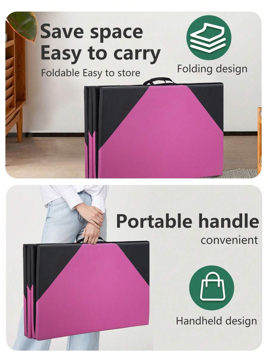 4 Pannel Folding Exercise Mat, Gym Mat With Carrying Handles For MMA ...