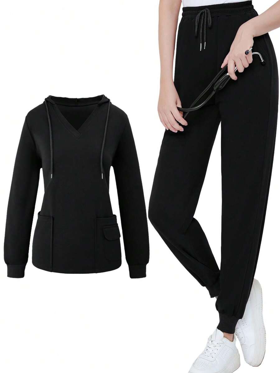 Women's Scrub Elastic Nurse Uniform, Work Clothes With Pockets ...
