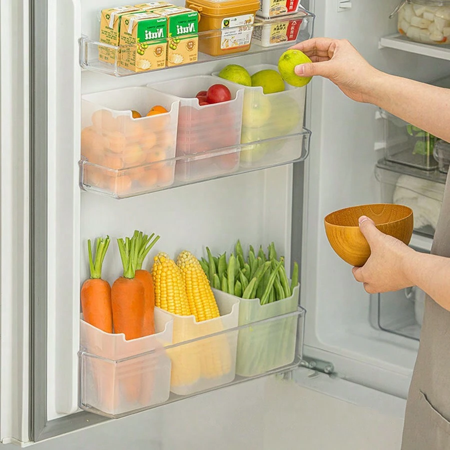 Refrigerator Storage Boxes, Plastic Semi-Transparent Fridge Side Door ...