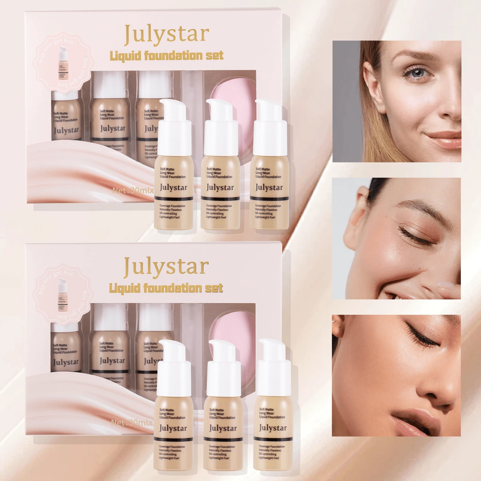 Julystar Kit de maquillage Julystar hydratant, naturel, lisse et incluant fond de teint ...