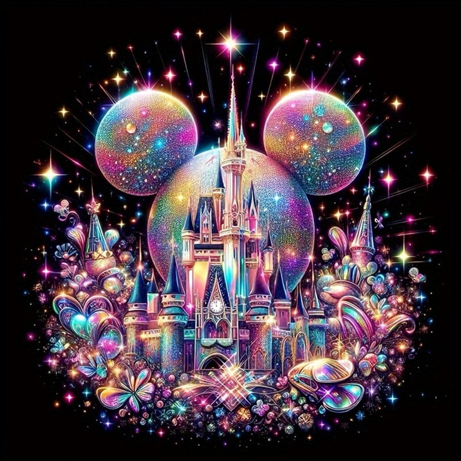 Disney Colorful Castle 5D DIY Round Diamond Full Diamond Art Painting ...