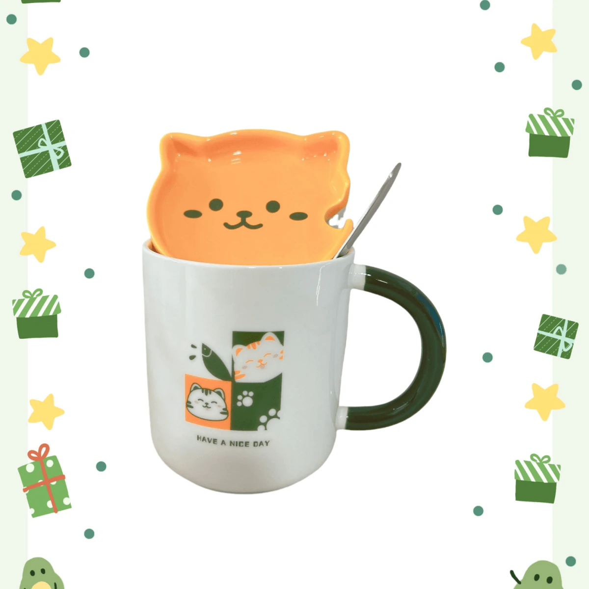 Mug With Spoon, Coffee Mug 250 ML, Ceramic Material With Spoon, Ideal ...