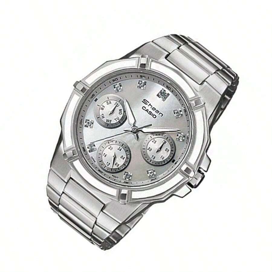 Casio SHEEN Waterproof Stainless Steel Strap Analog Mother Of Pearl ...