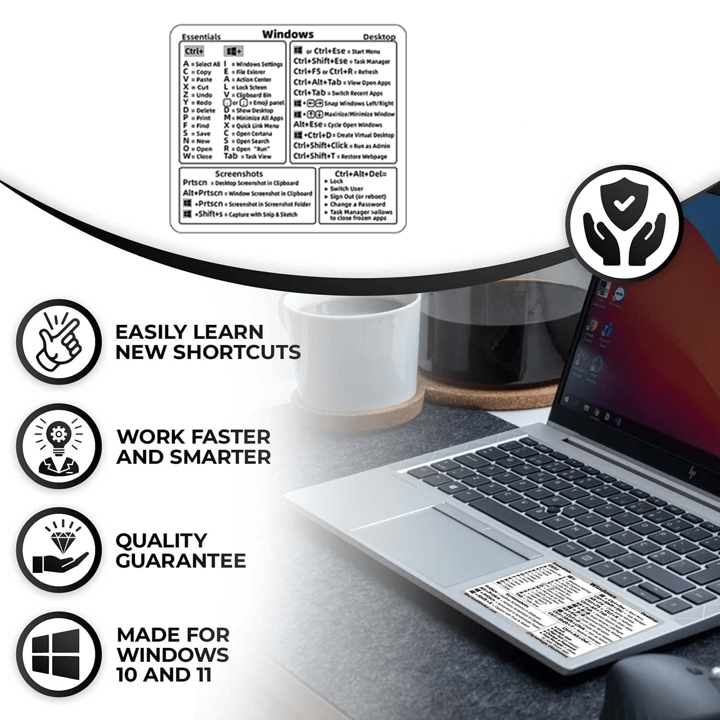 2pcs Windows PC Reference Keyboard Shortcut Sticker | Vinyl, No-Residue ...