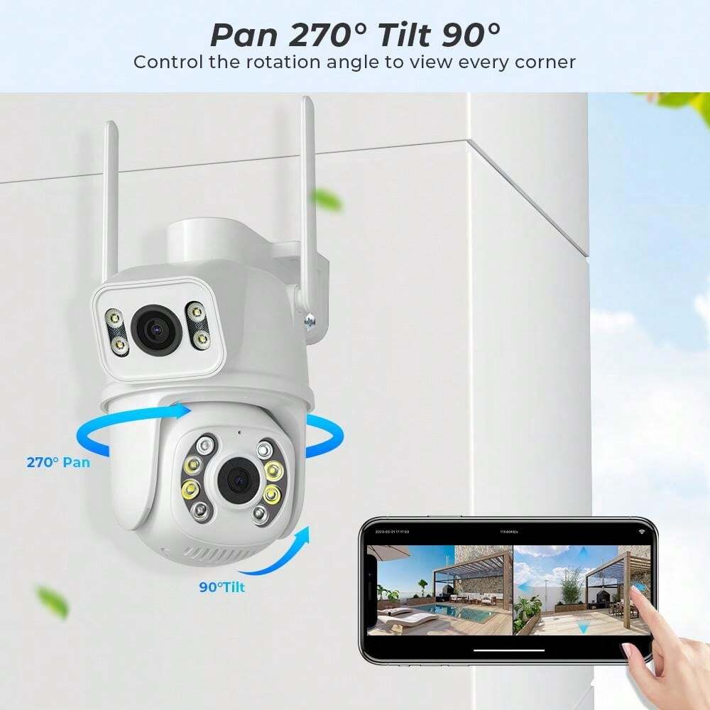 8MP 4K IP WiFi Camera Dual Lens Dual Screen AI Human Detection Tracking ...