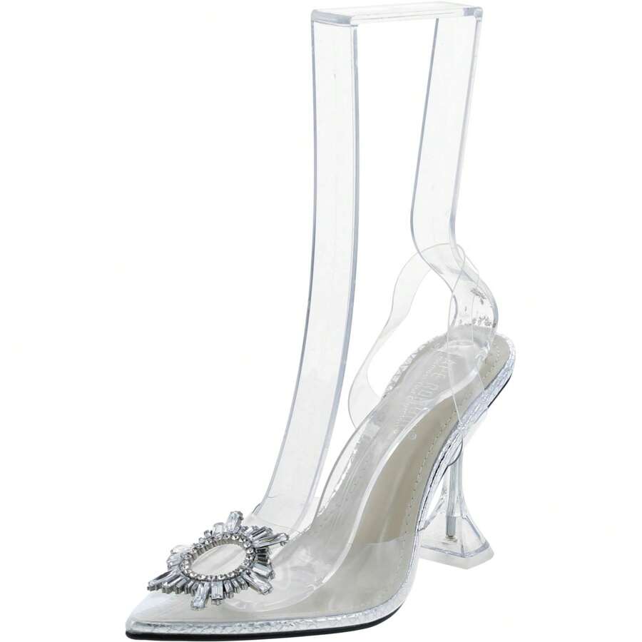 Women's Sexy High Heels Transparent Strappy Mules With Spool Heel ...