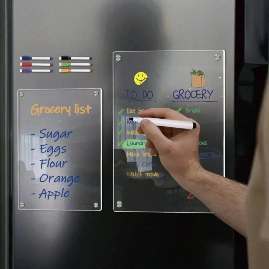 Transparent Dry Erase Board White Acrylic Refrigerator Magnetic White ...