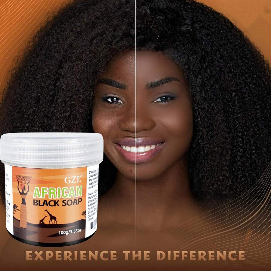 GZE African Black Soap 3-In-1 For Face, Hair, And Body - Cleansing Bar ...