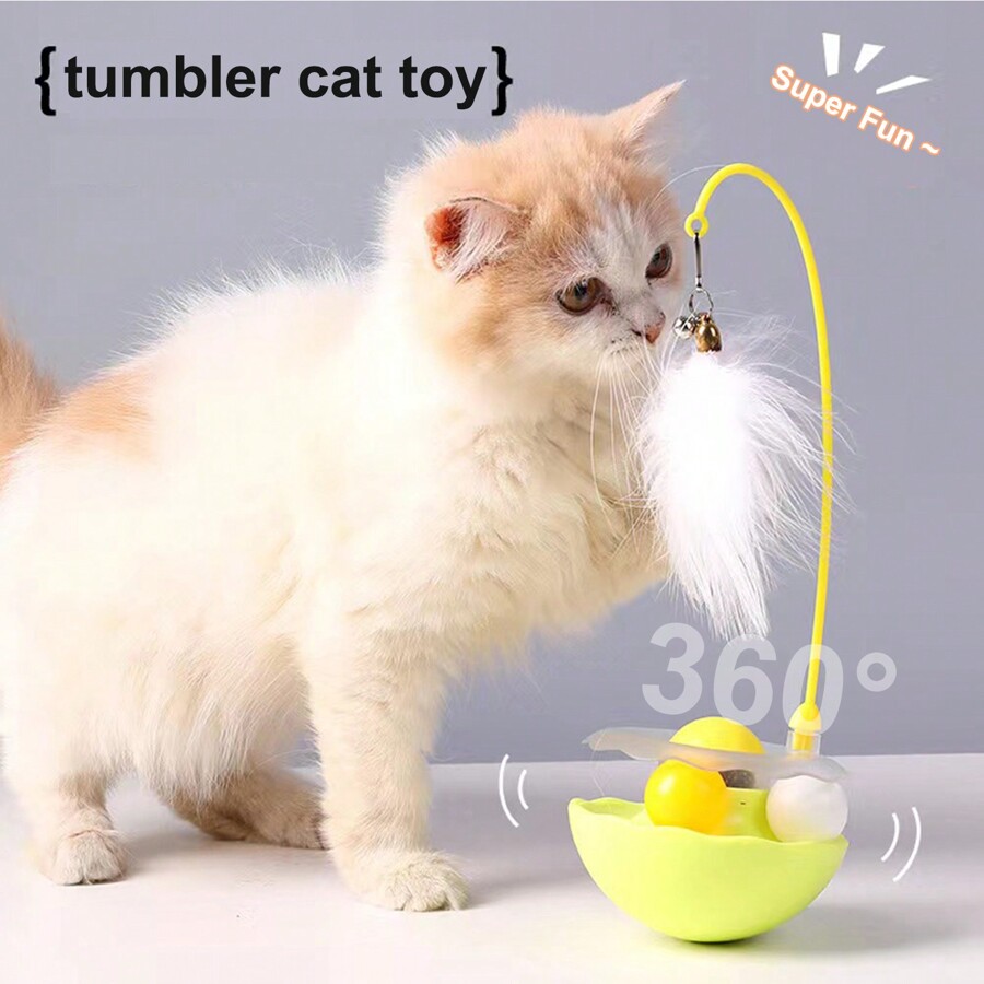 A Fluorescent Yellow ABS Cat Toys That Wobbles And Rotates 360 Degrees ...
