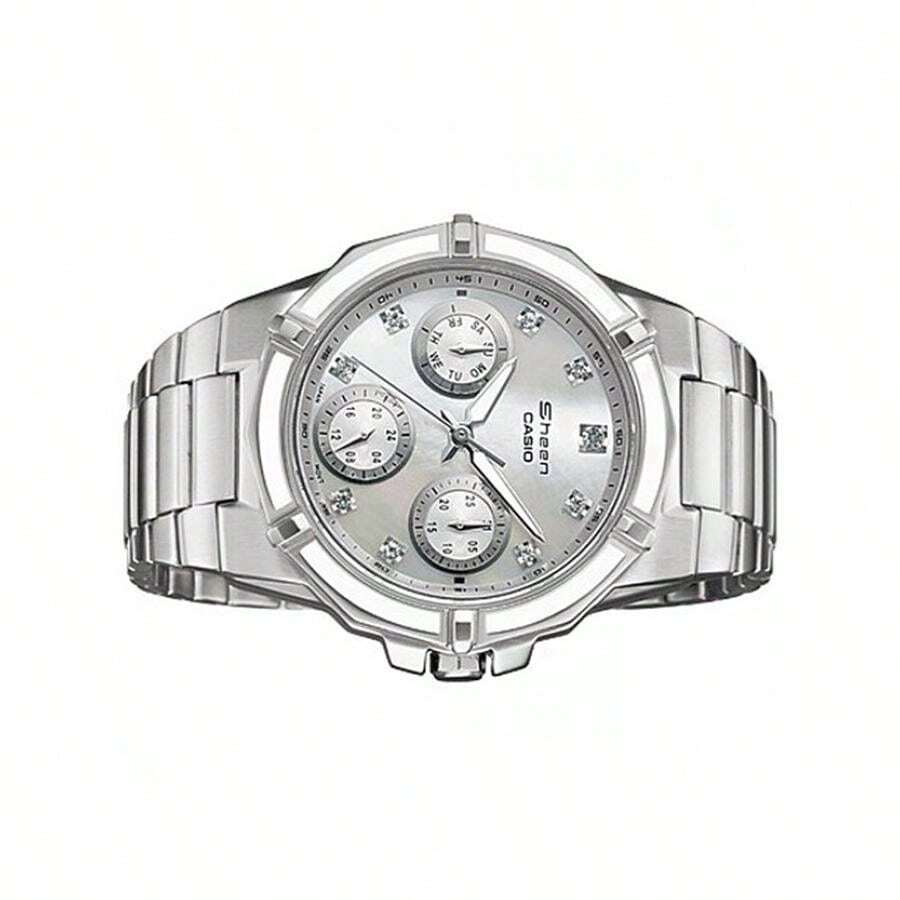 Casio SHEEN Waterproof Stainless Steel Strap Analog Mother Of Pearl ...
