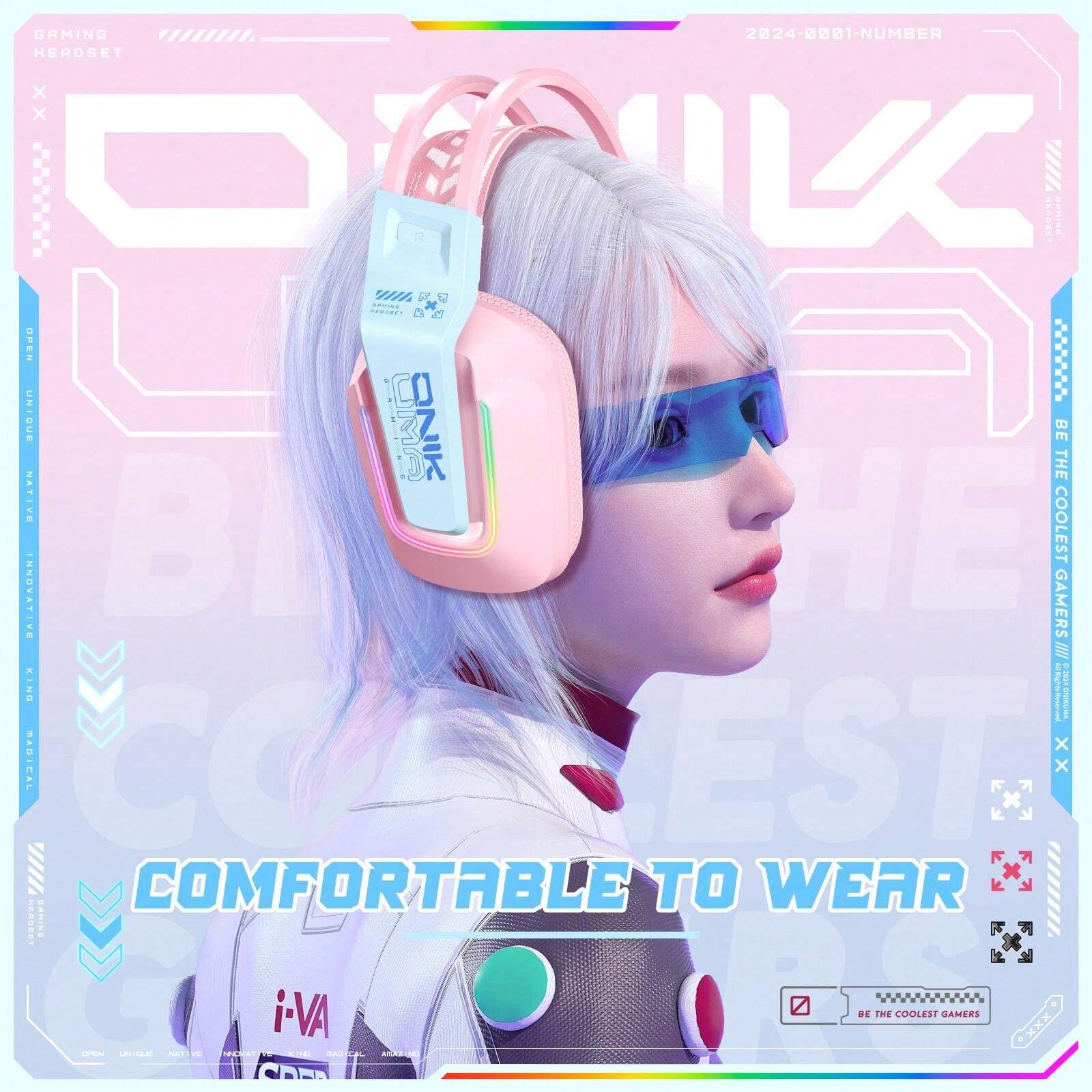 ONIKUMA X13 Pink Professional Gaming Headset Headphones Wired Noise ...