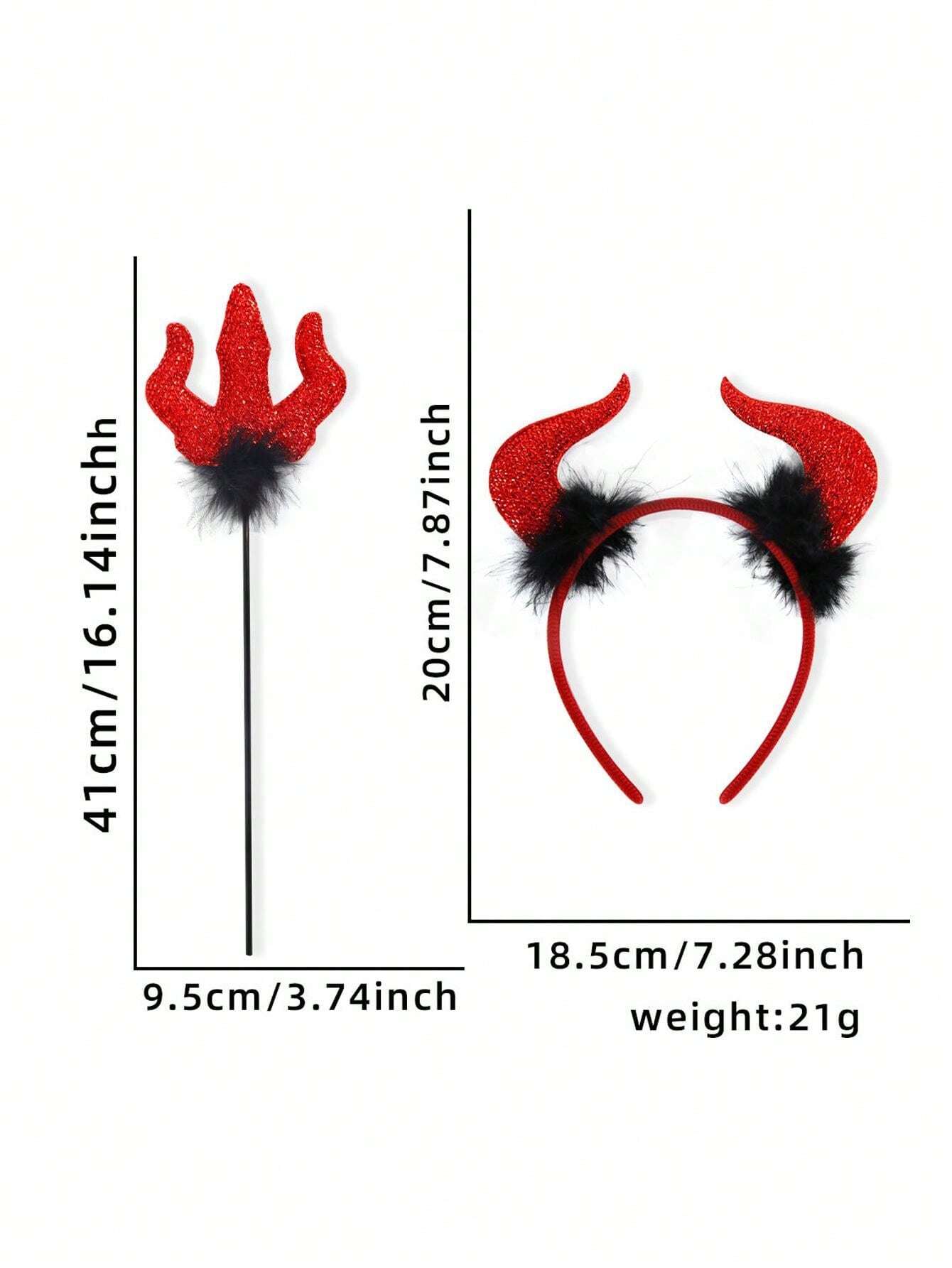 2pcs/Set Halloween Little Devil Costume Set, Includes Red Horn Headband ...