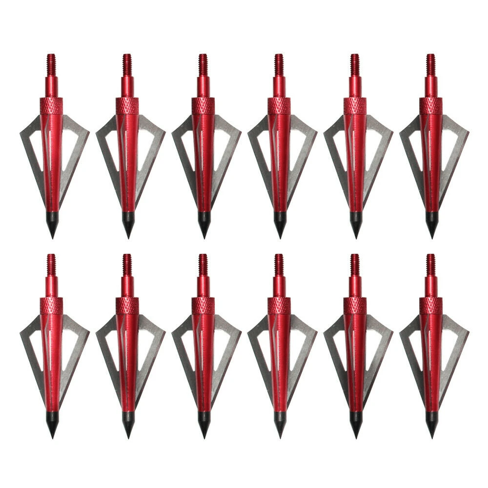 12 piezas Puntas de flechas para caza con 3 hojas, puntas de flechas de ...