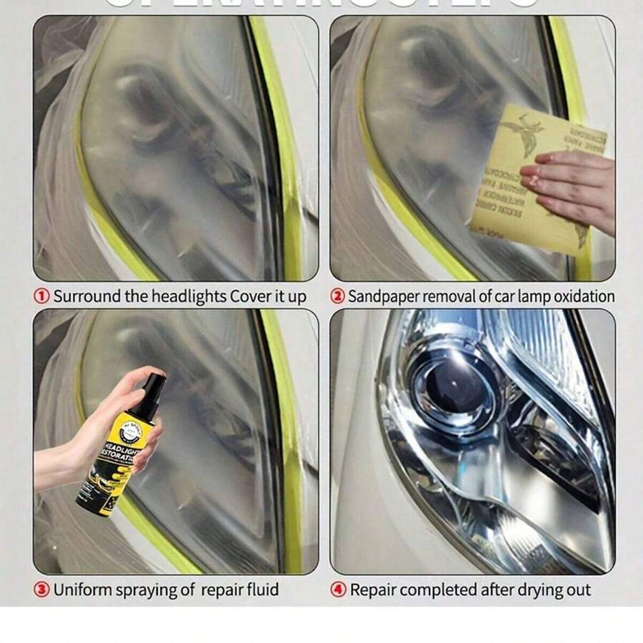 120ml Car Headlight Repair Liquid Coating Spray Lamp Yellowing Blur ...