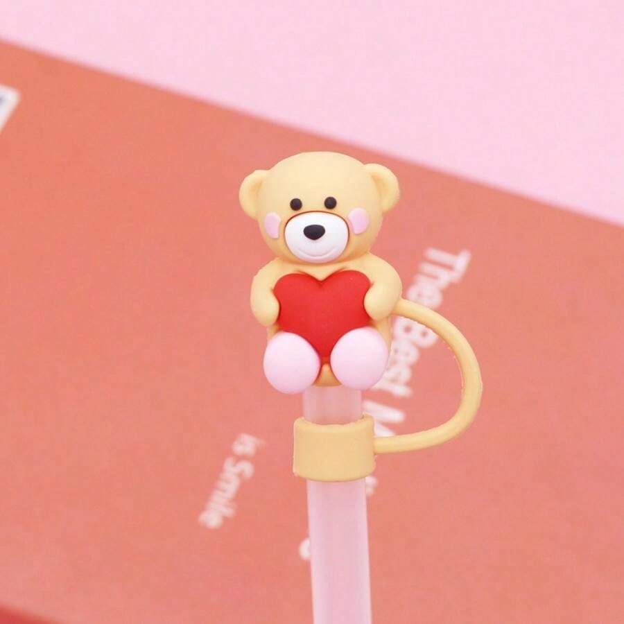 8pcs/1pc 8-10mm Valentine's Day Love Bear Angel Wings Straw Cap Straw ...