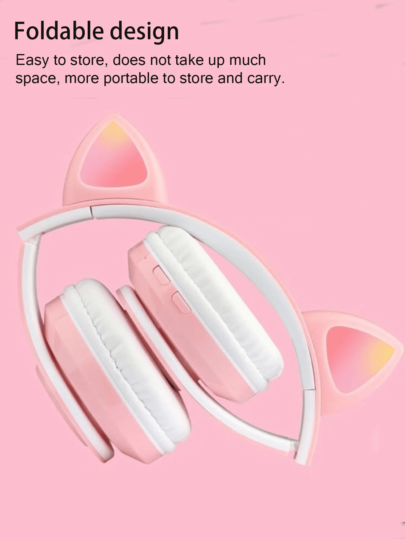Cat Ears Glowing Headband Wireless Headset Foldable Wireless Headset ...
