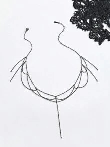 1pc Blackened Vertebrae - Spine Chain Necklace In Black Matte ...