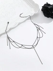 1pc Blackened Vertebrae - Spine Chain Necklace In Black Matte ...