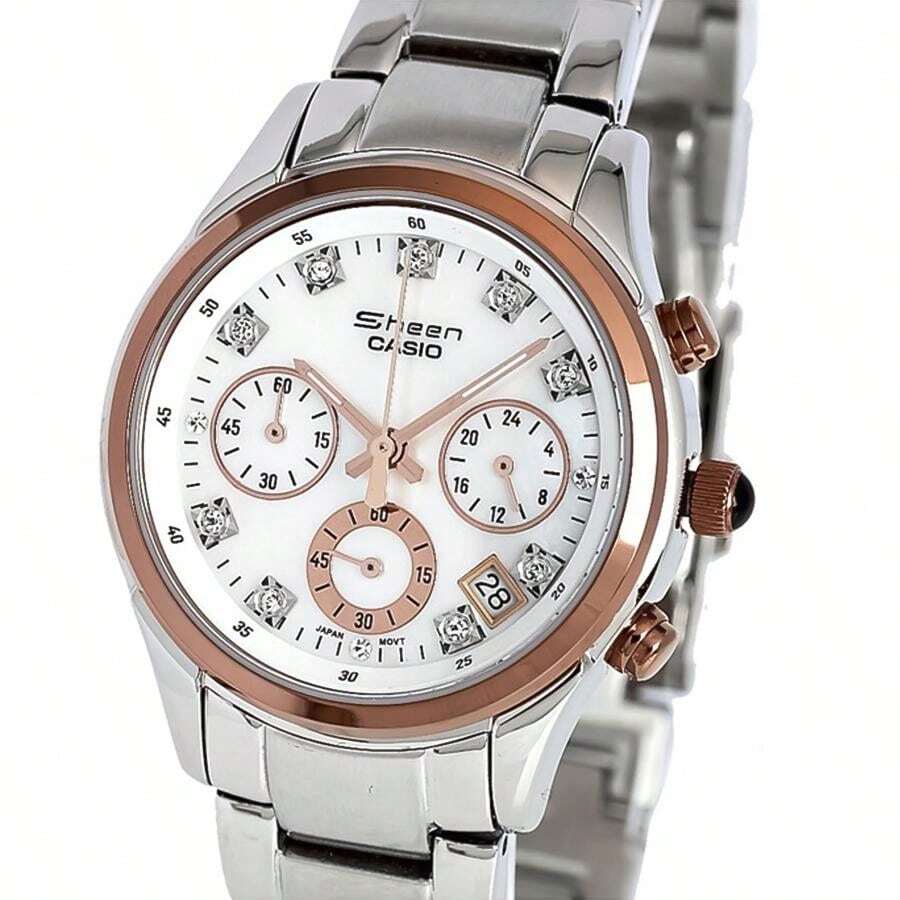Casio Reloj de Dama Edifice Sheen Cronógrafo Diseño con Diamantes SHN ...