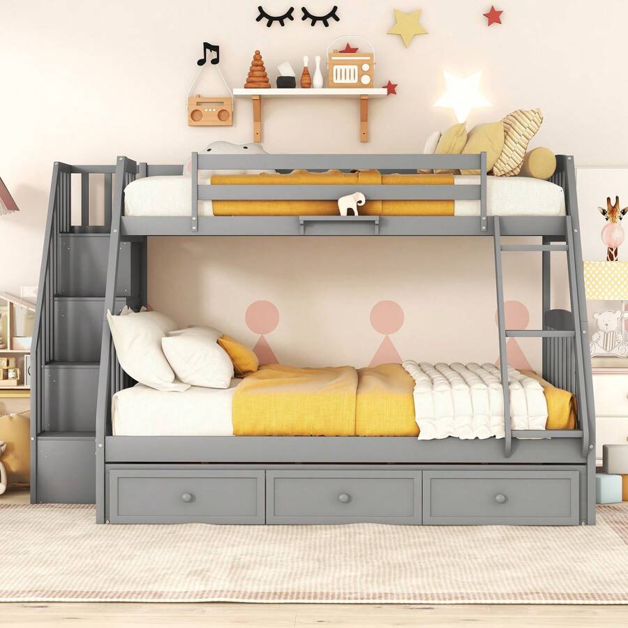 Solid And Stable Twin Over Full Solid Construction Bunk Bed With ...