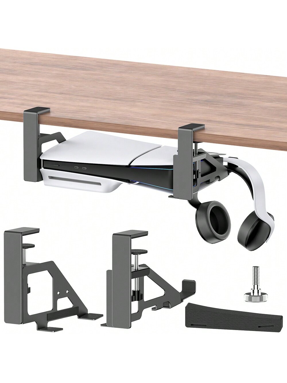 PS5 Slim Horizontal Stand, Desk Under-Mount Storage Rack, Ventilated ...