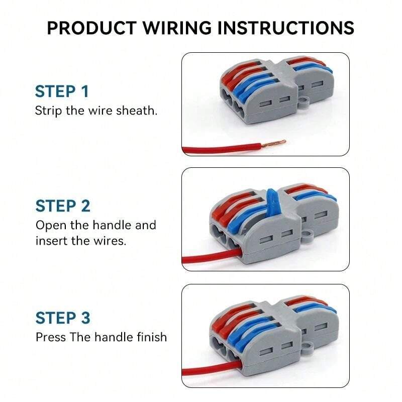 10 PIEZAS Conector de cable rápido mini 1 pin 2 pines 3 pines Empalme ...