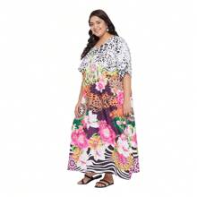 Gypsie Blu Multicolor Leopard Print Kaftan Long Maxi Dress | SHEIN ITALIA