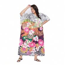 Gypsie Blu Multicolor Leopard Print Kaftan Long Maxi Dress | SHEIN ITALIA