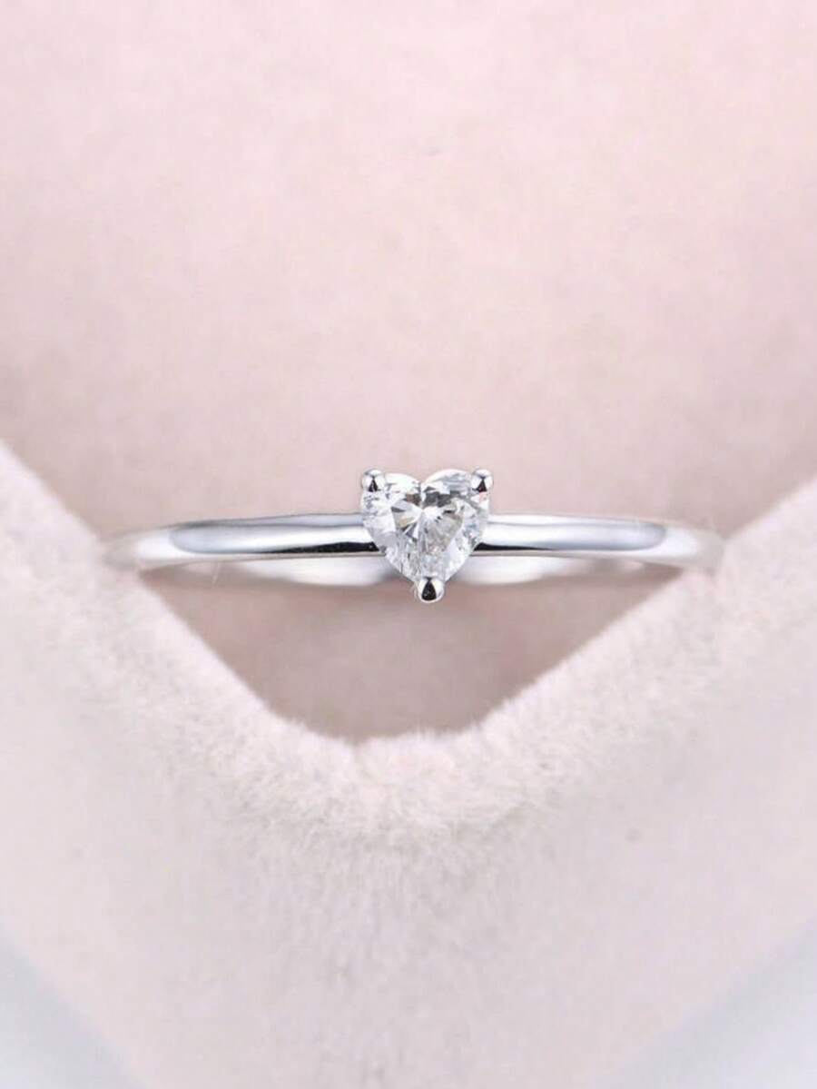 1pc Women's Ring With Small Heart And Gold-Color, Elegant And Stylish ...