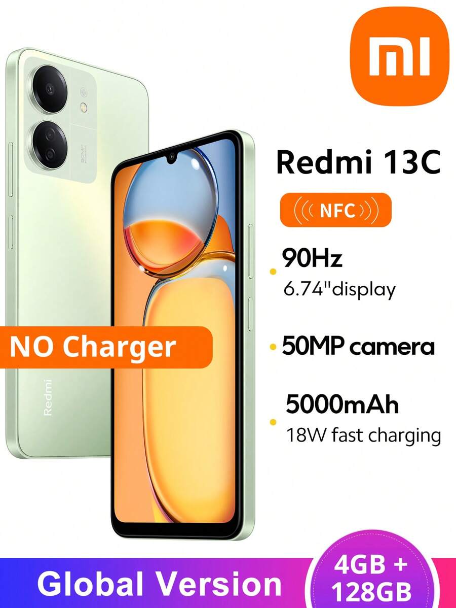 Xiaomi Mi Redmi 13C 4GB+128GB Global Version NFC Function No Charging Head MTK Helio G85 Octa ...