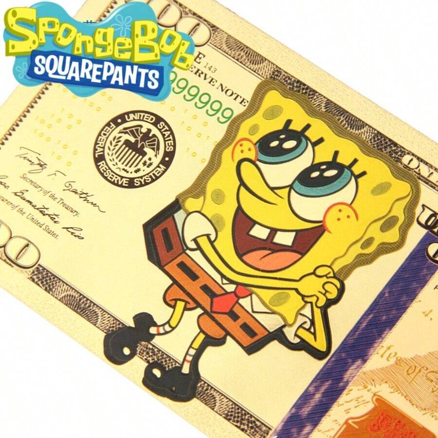 SPONGEBOB 1pc SauarePants Patrick Squidward Card Gold Plastic Banknote ...