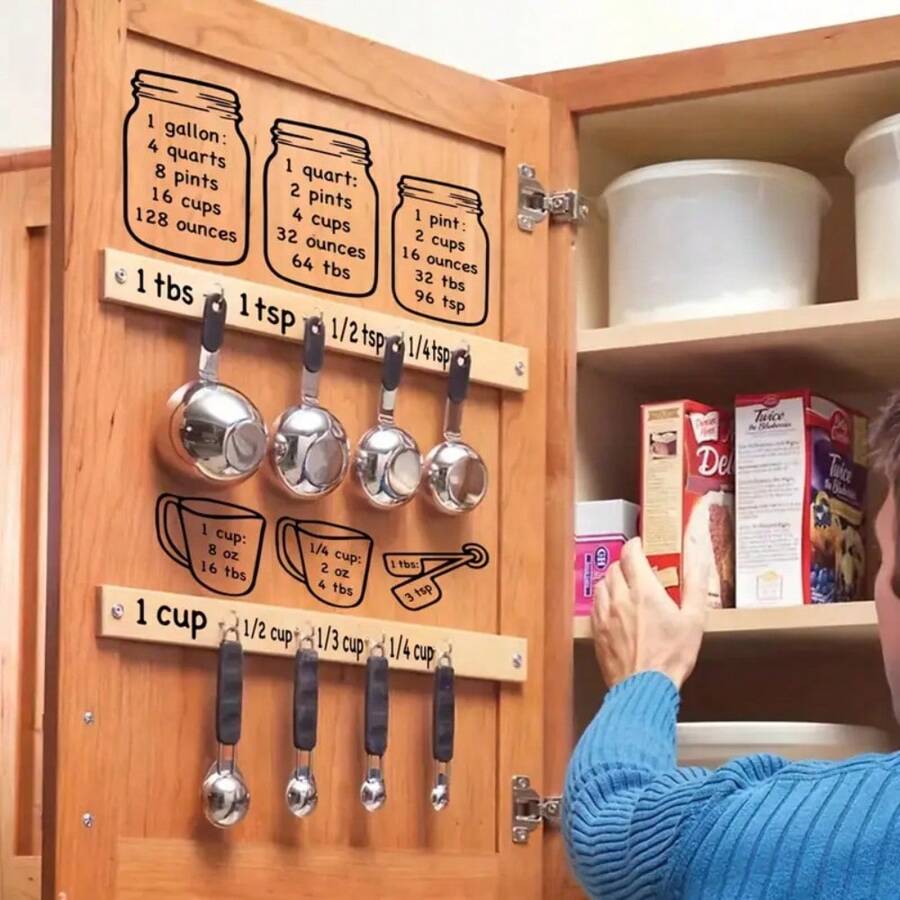 2 Kitchen Baking And Cooking Cups Spoon Vinyl Decal Set - Measurement ...