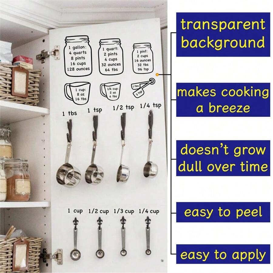 2 Kitchen Baking And Cooking Cups Spoon Vinyl Decal Set - Measurement ...