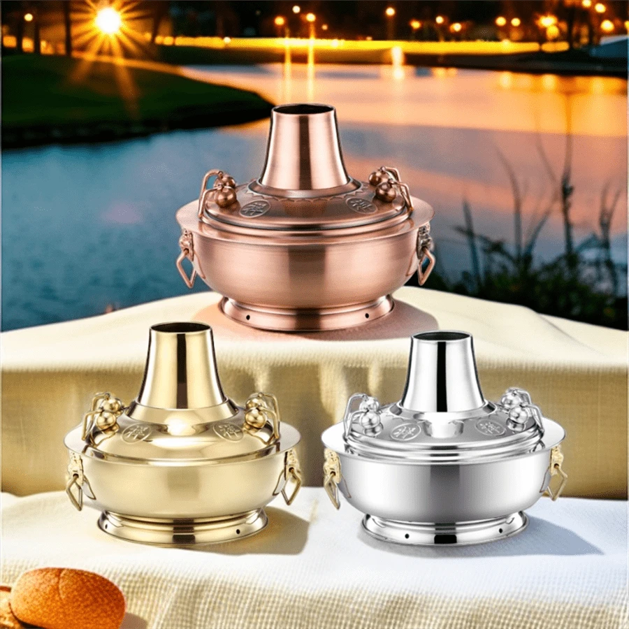 Camping Butane Stove Copper Hot Pot Lamb Spine Pot, Copper Hot Pot For ...