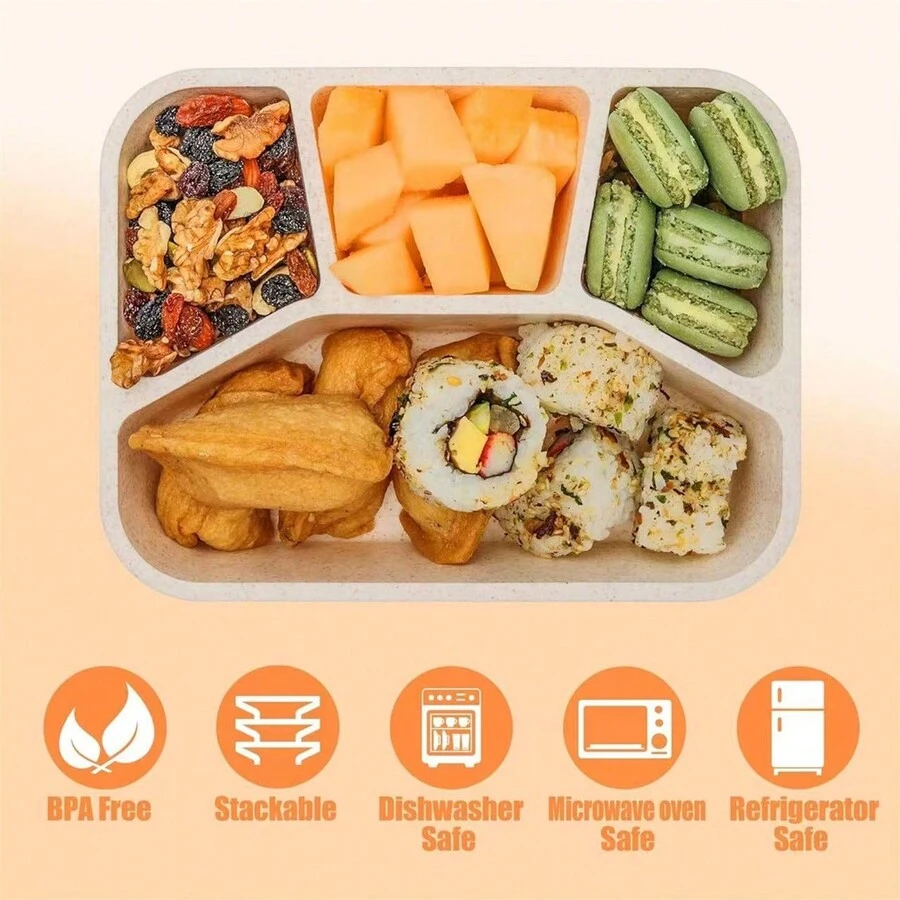 Safety Pp Material Wheat Partition Snack Box Snack Box Four Grid Snack ...
