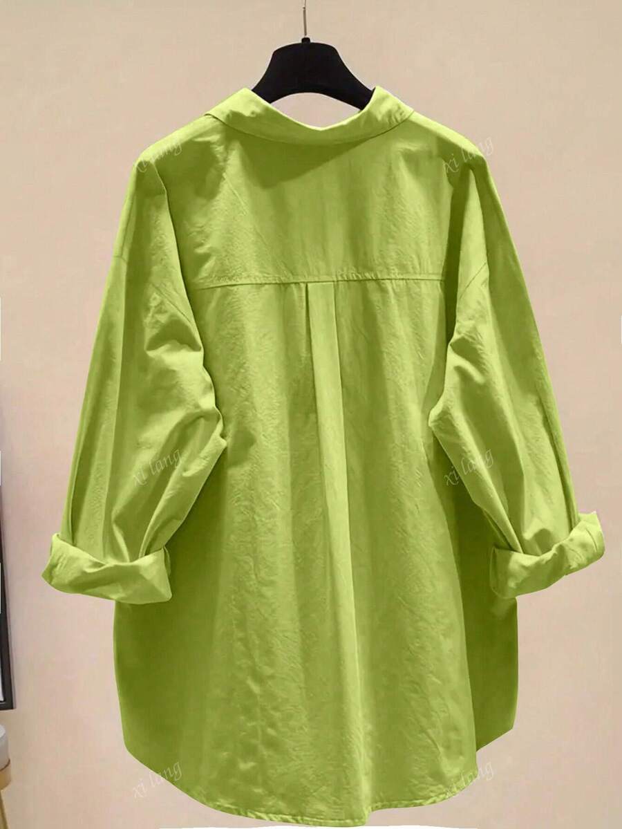 Women Simple Solid Color Button-Up Shirt,Ladies Casual High Low,Sheer ...