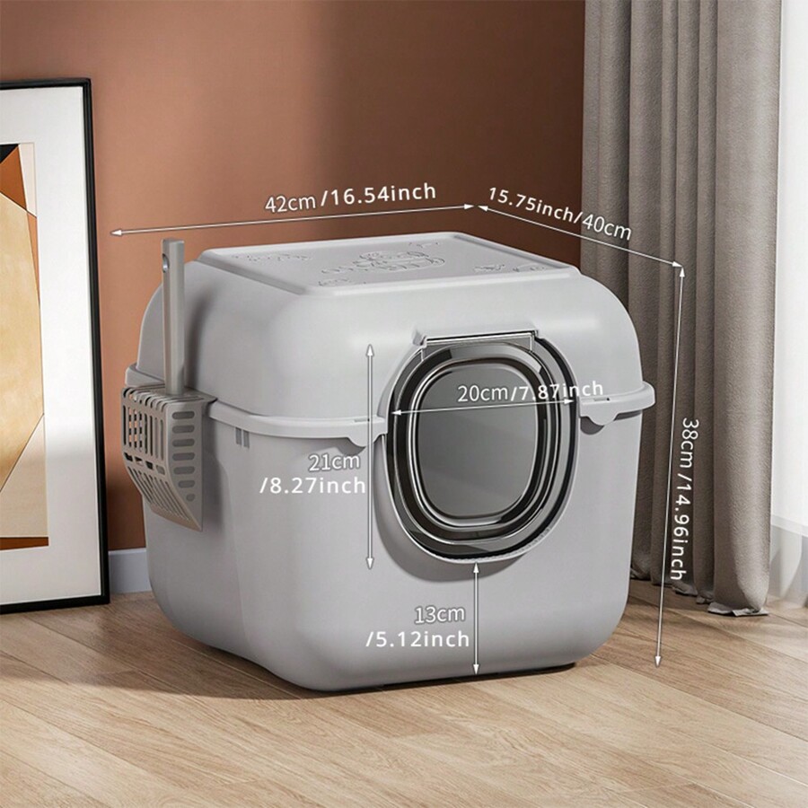 Enclosed Cat Litter Box, Large Covered Litter Box For Cats With Drawer ...