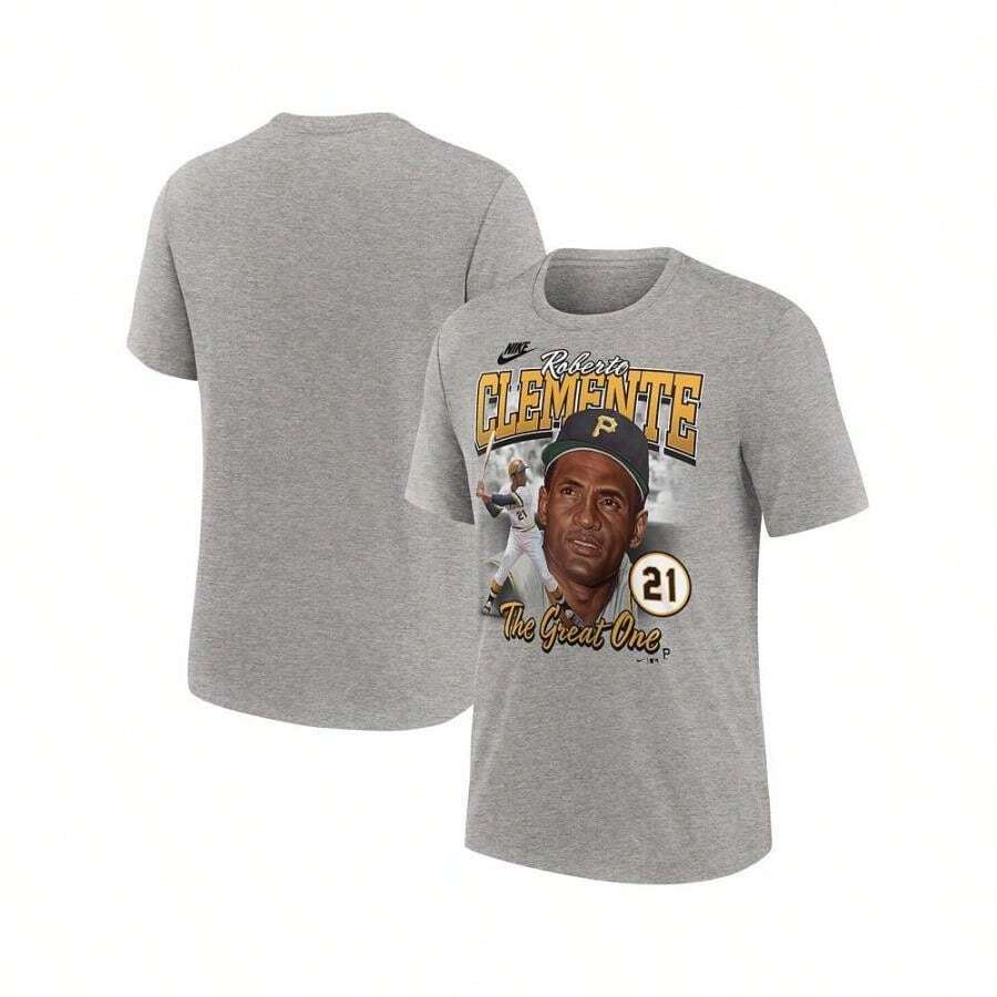Nike Men's Roberto Clemente Heather Gray Pittsburgh Pirates Cooperstown ...