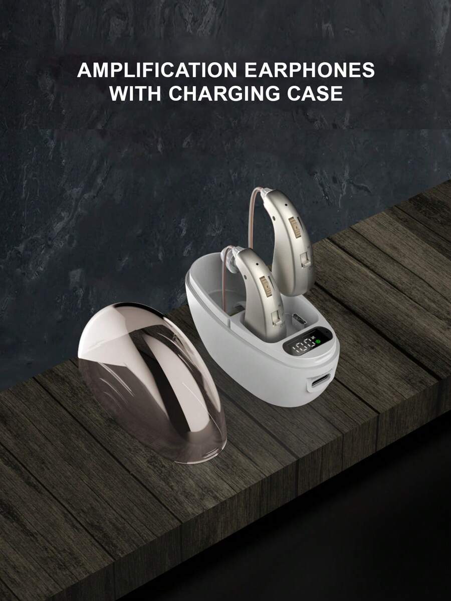 2pcs Hearing Aid Headphones With Charging Box, Including 2 Auxiliary ...