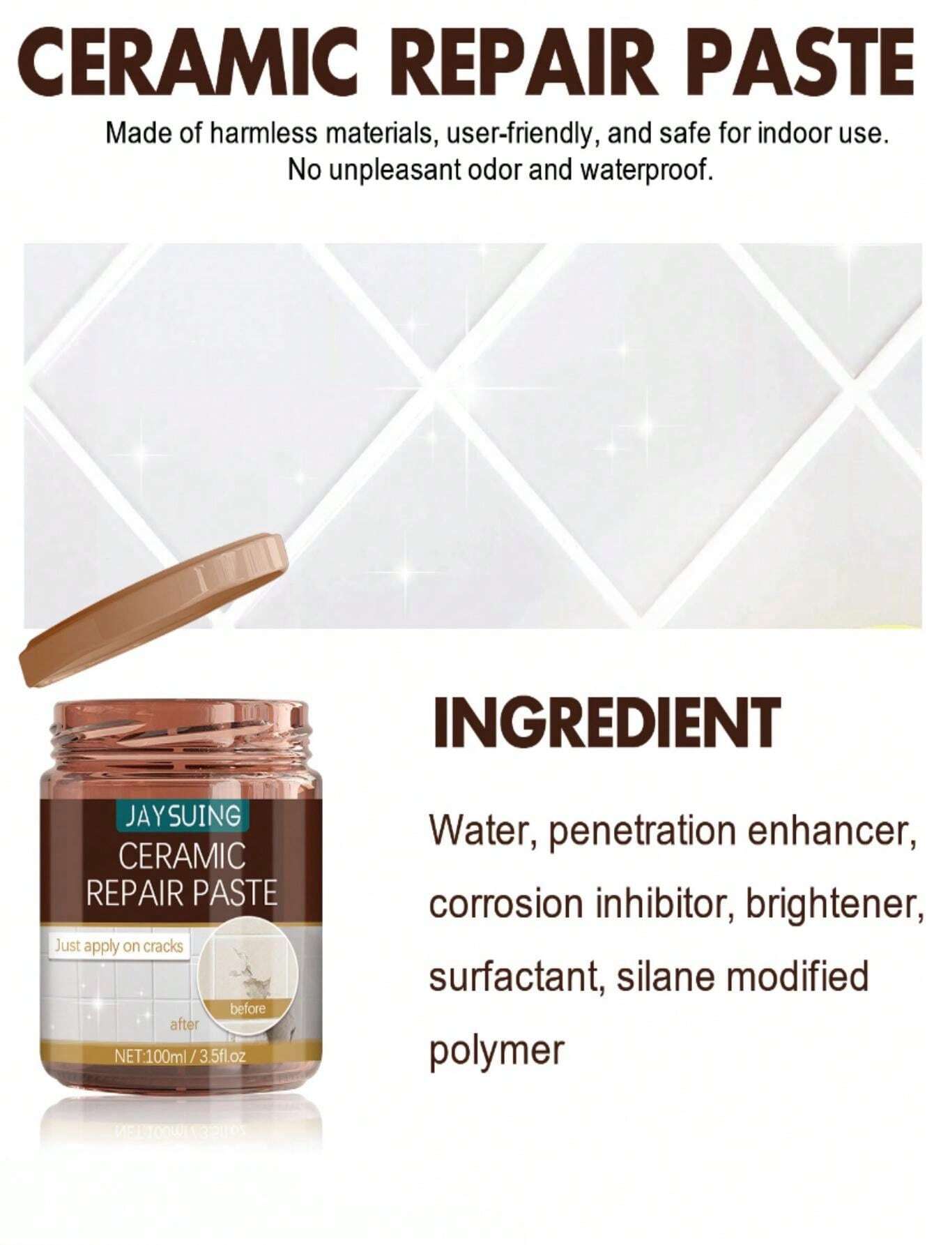 Pasta reparadora de azulejos de cerámica, relleno de grietas de suelo de piedra del hogar ...