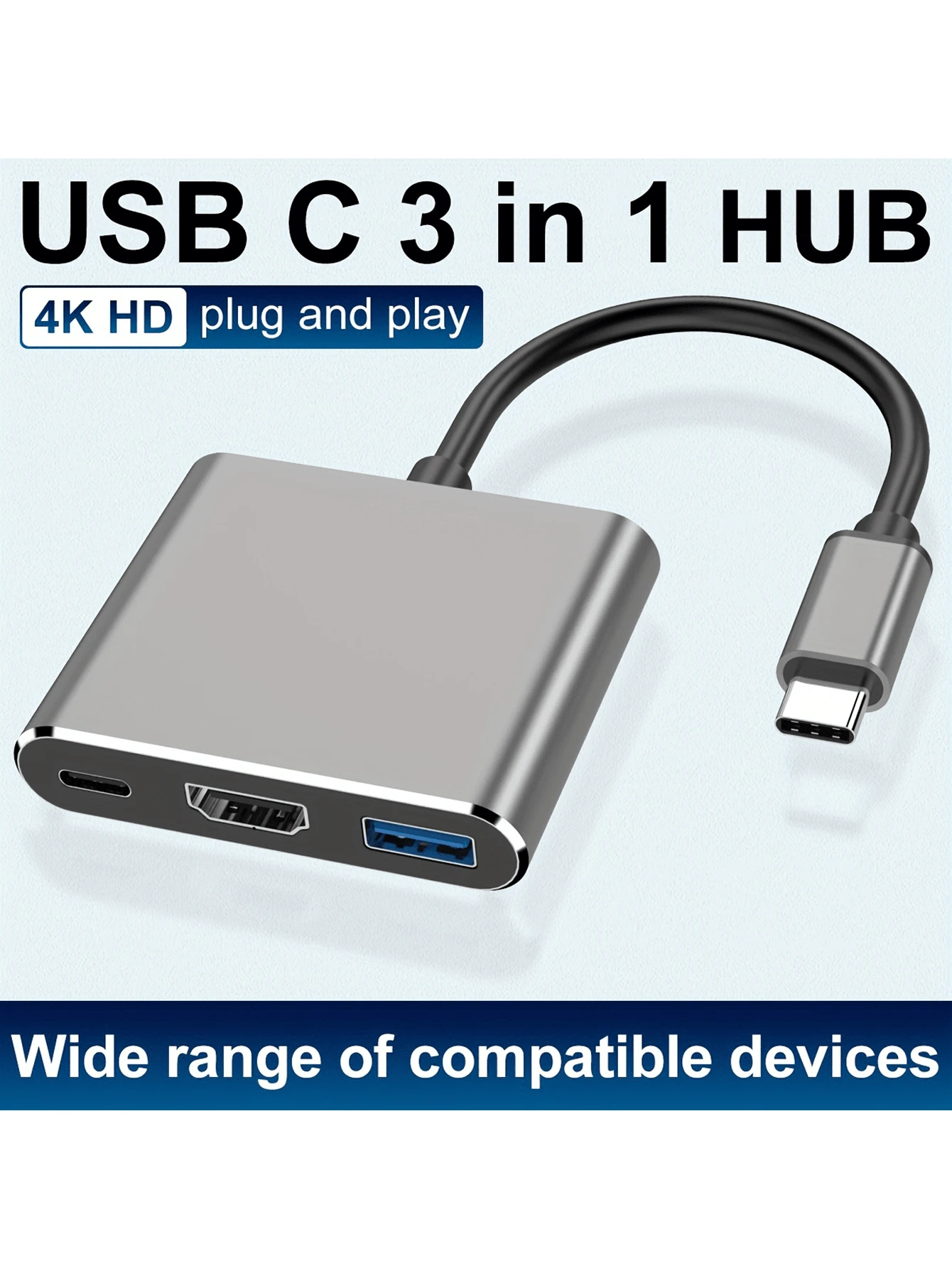 Adaptateur USB-C vers HDTV 4K, Adaptateur multiport HD USB Type C prise ...