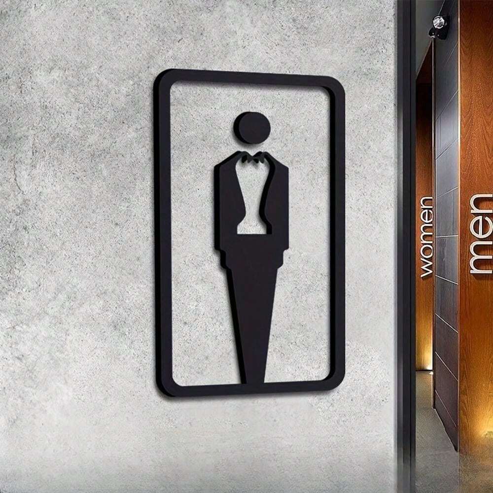 1 Pc Black Restroom Sign, Restroom Signage, Acrylic Signage With ...