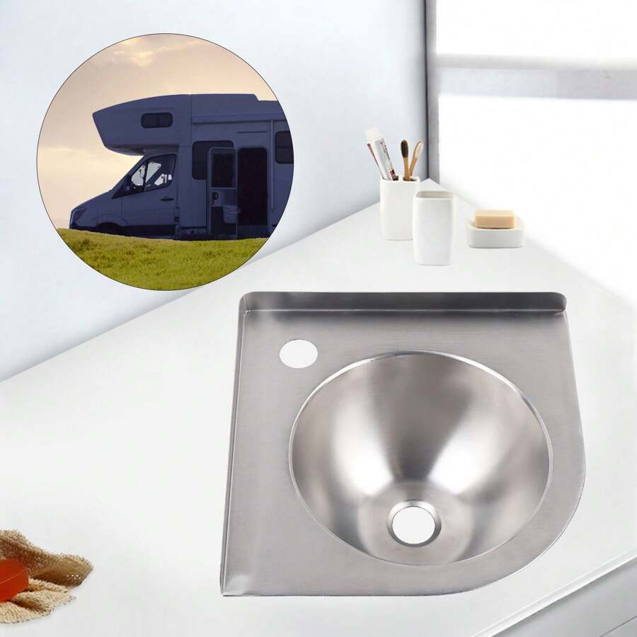LOYALHEARTDY Corner Basin Sink RV Caravan Motorhome Stainless Camper ...