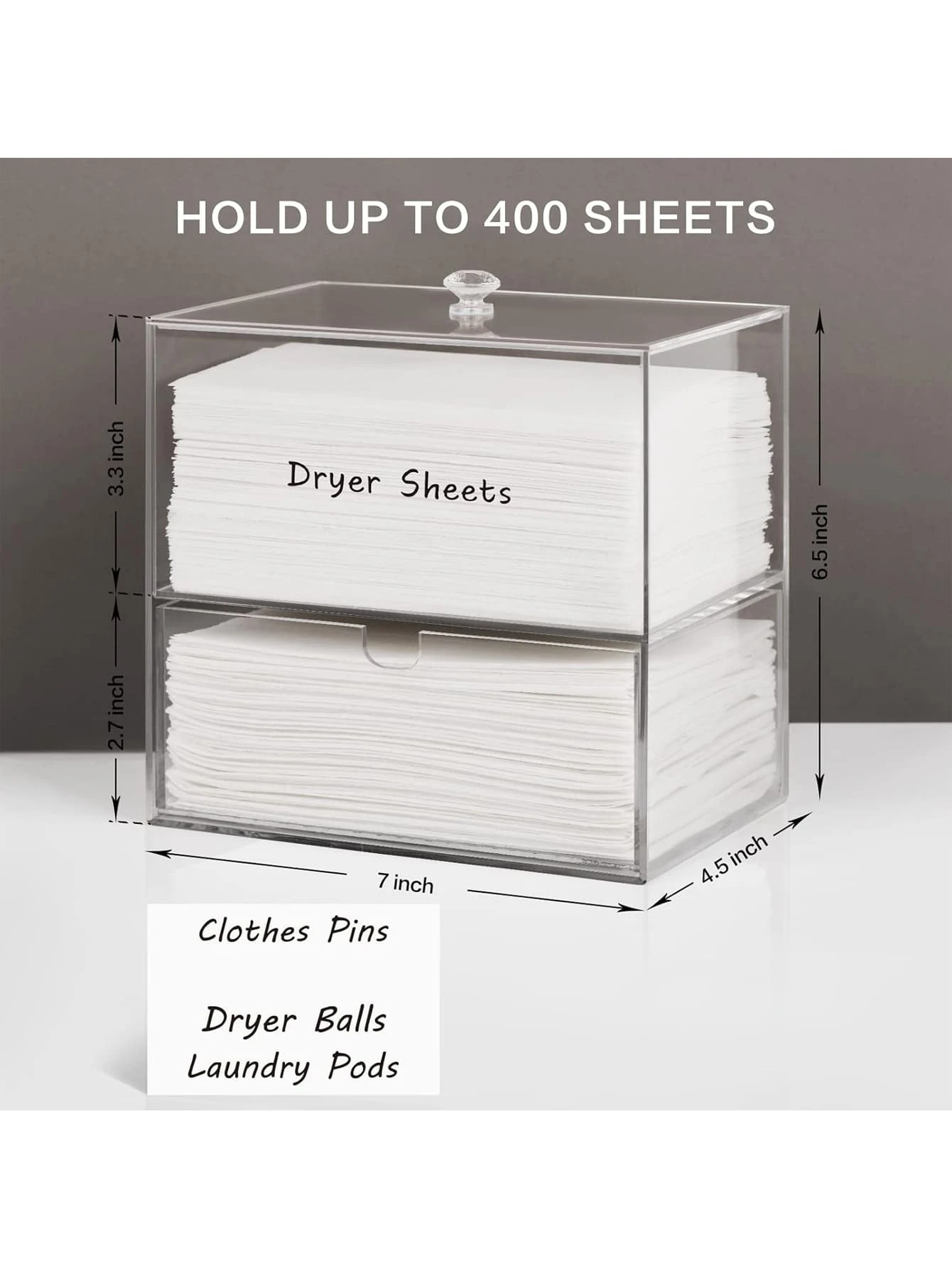 Dryer Sheet Holder, Dispenser, Acrylic Dryer Sheet Container Box For ...