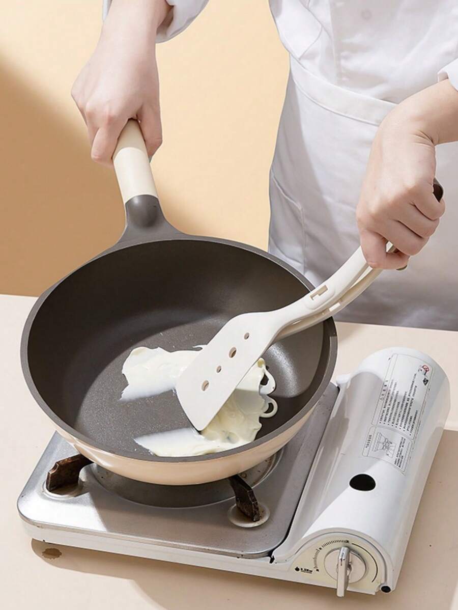 2 In 1 Silicone Frying Shovel Clip Tongs BBQ Steak Pancake Fried ...