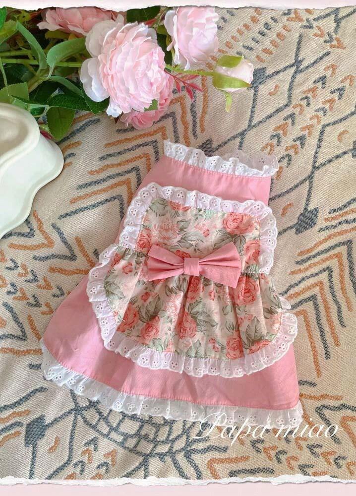 Lace Ditsy Floral Pink Maid Dress Costume For Cats And Small Dogs for ...