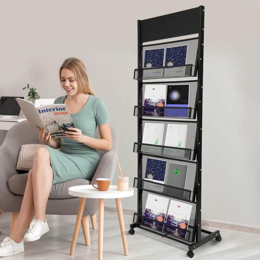 CNCEST 5 Layers Floor-Standing Magazine Rack Information Rack With ...