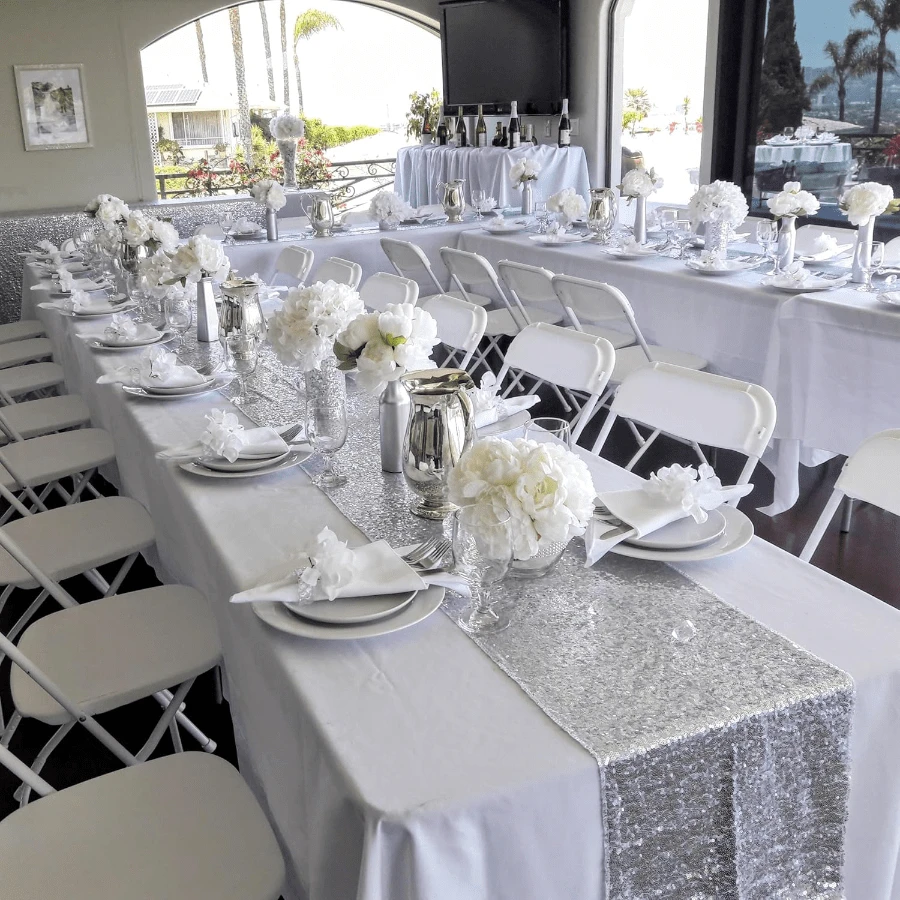 6pcs Sequin Table Runner Sliver , Glitter Sliver Table Runner For ...