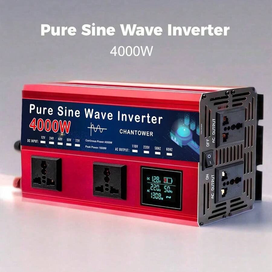 CHANTOWER 1600W/4000W Pure Sine Wave Inverter 12V/24V To AC 220V/110V ...